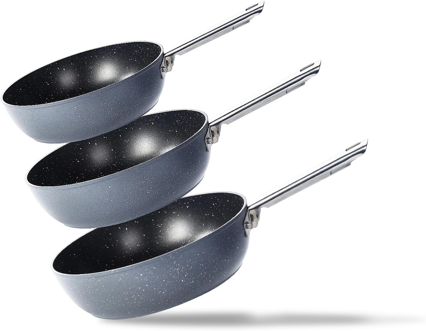 3-Piece Non-Stick Deep Frying Pan, Saute Pan Set - 8 Inch/1.8 Qt, 9.5 ...