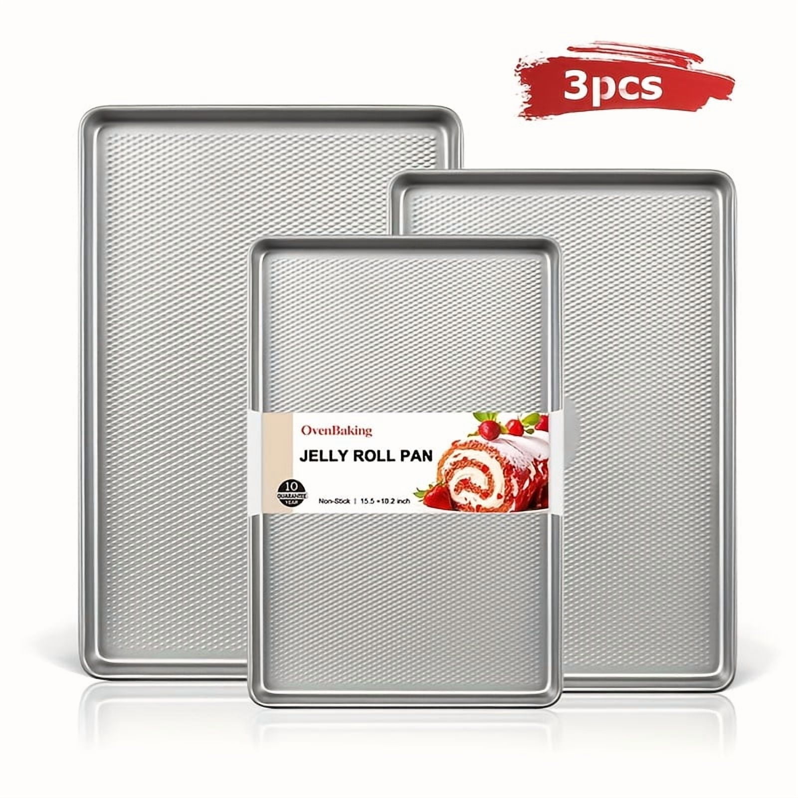 3-Piece Nonstick Baking Pan Set, Commercial Grade Steel Bakeware with ...