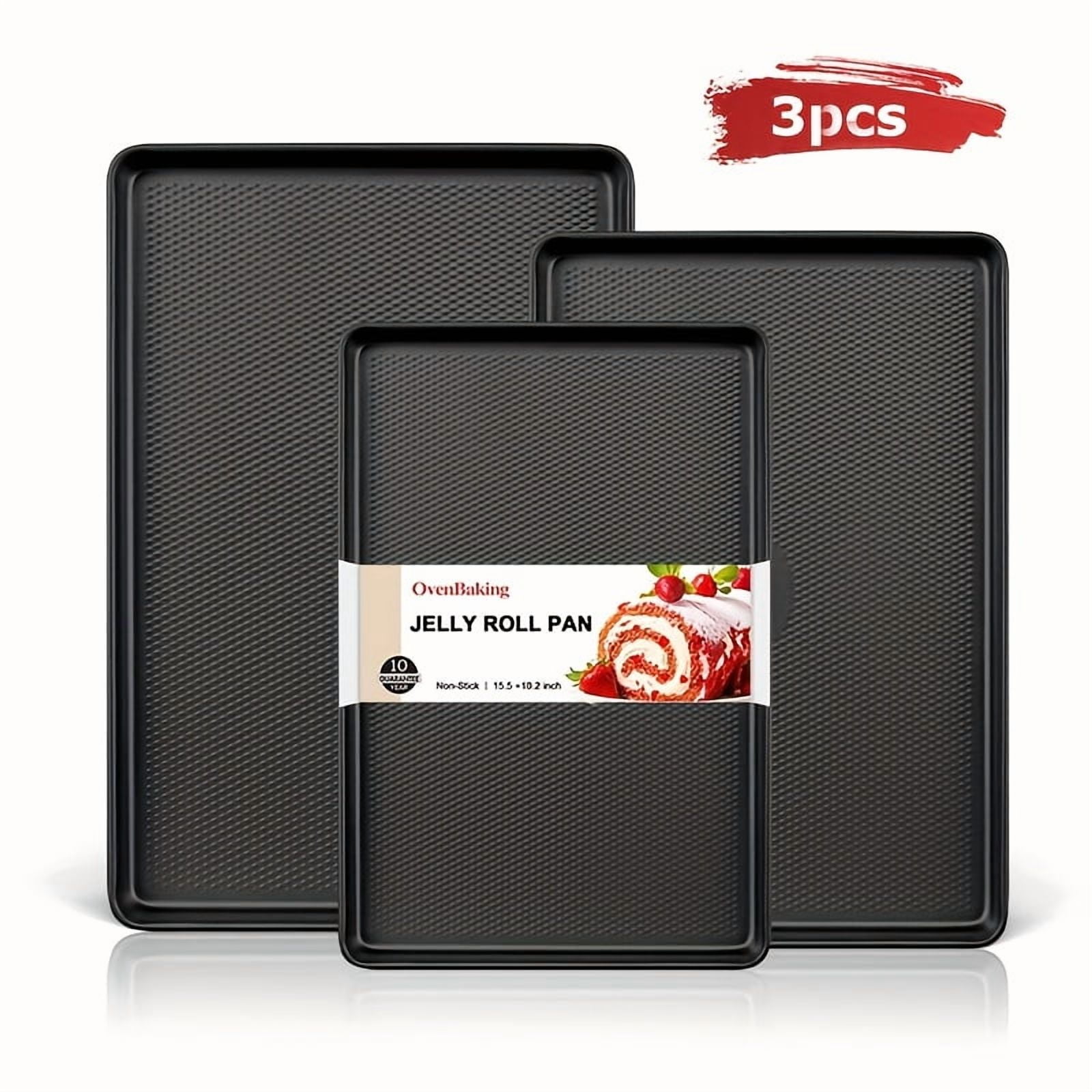 3-Piece Nonstick Baking Pan Set, Commercial Grade Steel Bakeware with ...