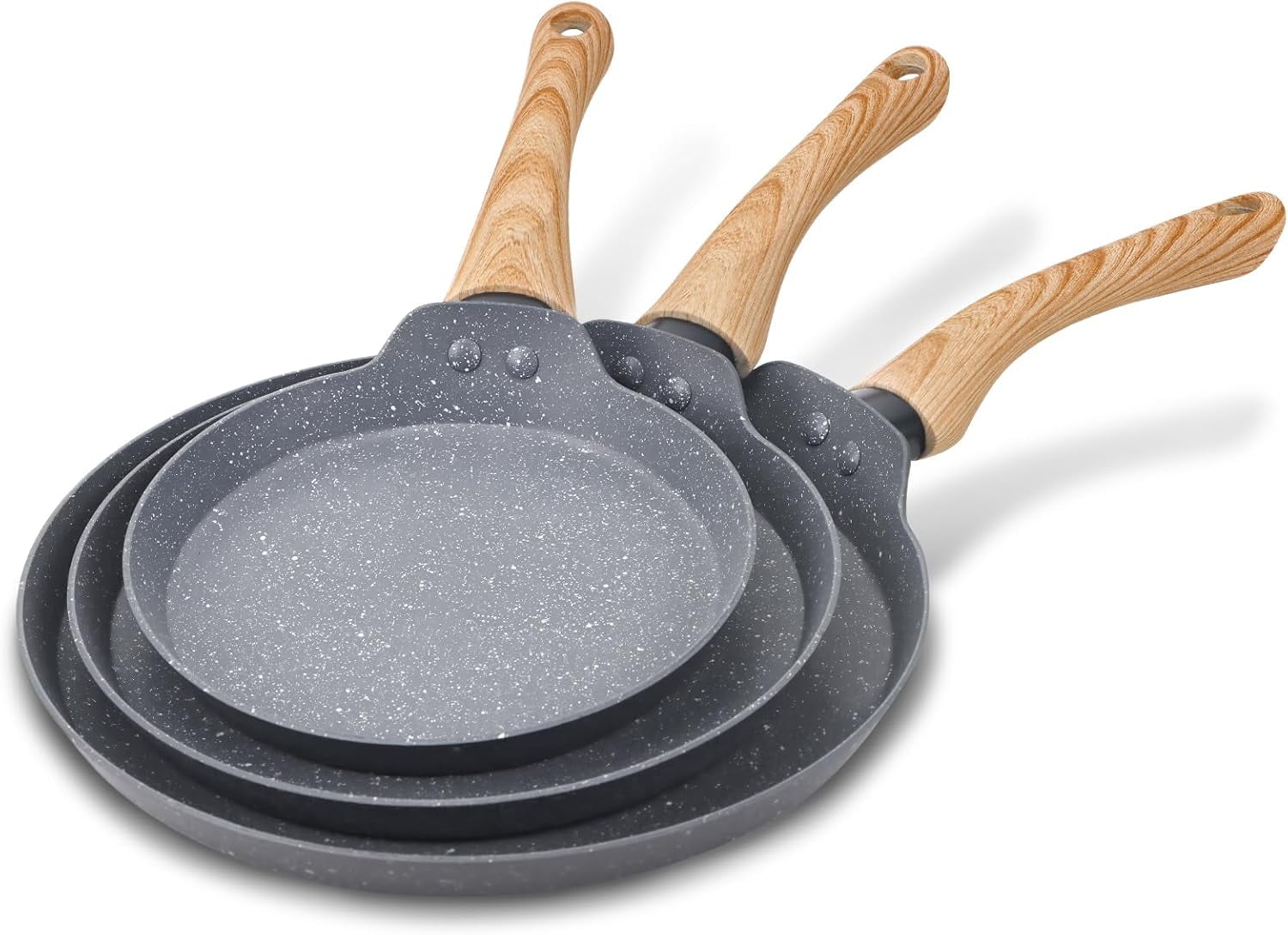 3-Piece Nonstick Crepe Pan Set - 7", 8.5", 10" Egg Frying Pans for ...