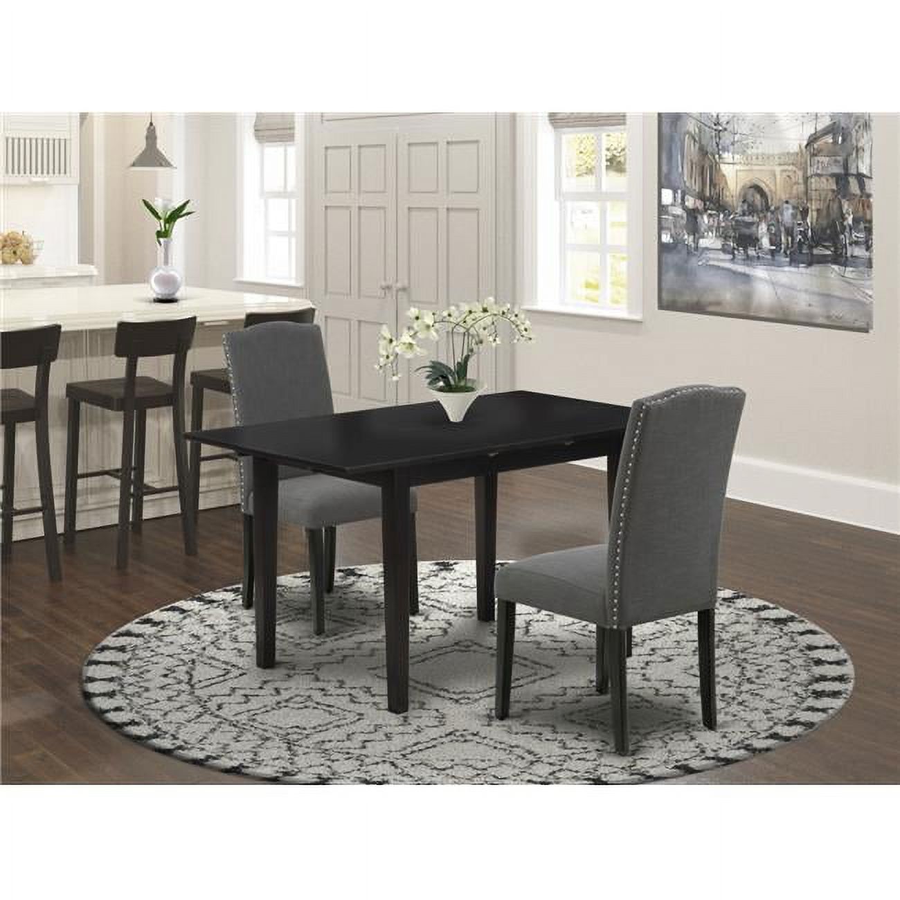 3 Piece Norfolk Wood Dinette Set - Black - Walmart.com