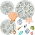 3-Piece Ocean Theme Silicone Mold, Seashell Seastar Conch Scallop ...