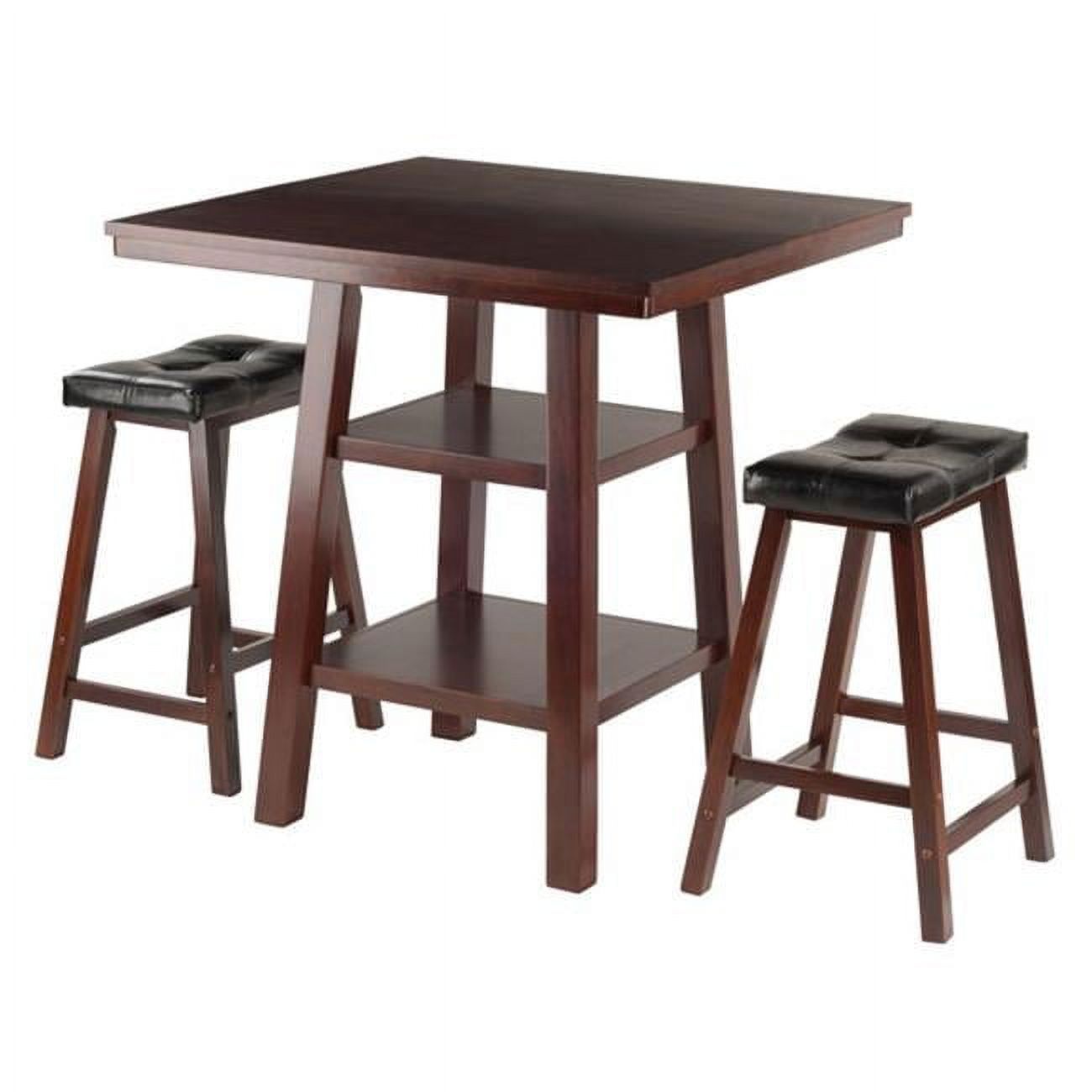 3 Piece Orlando High Table 2 Shelves with 2 Cushion Seat Stools Set ...