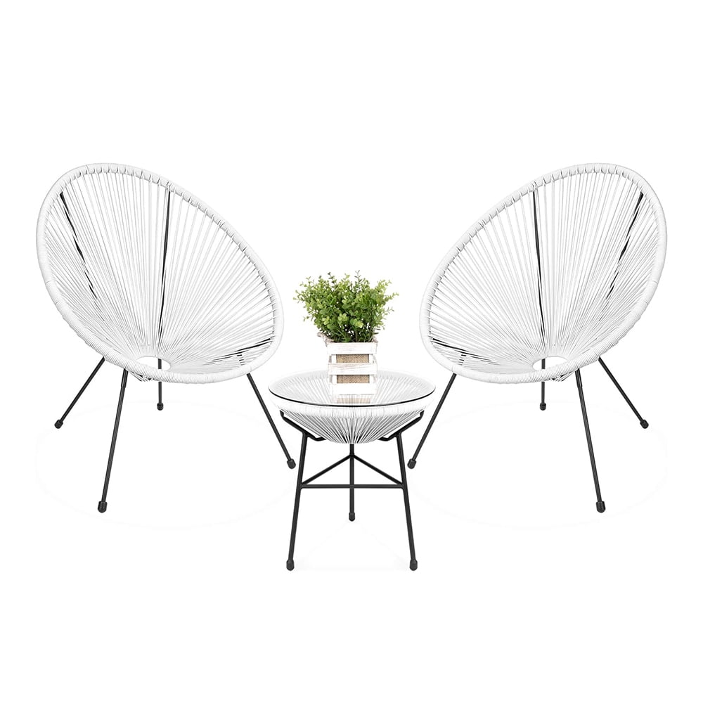3-Piece Outdoor Acapulco All-Weather Patio Conversation Bistro Set w ...