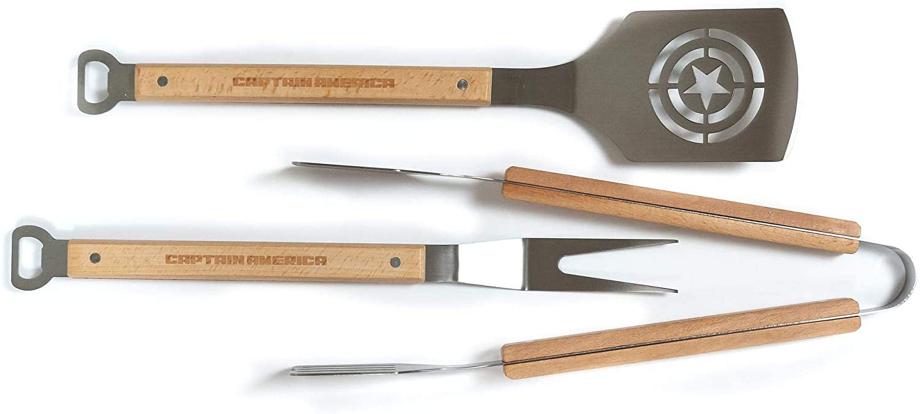 3-Piece Outdoor BBQ Grill Utensil Set - Includes Stainless Steel ...