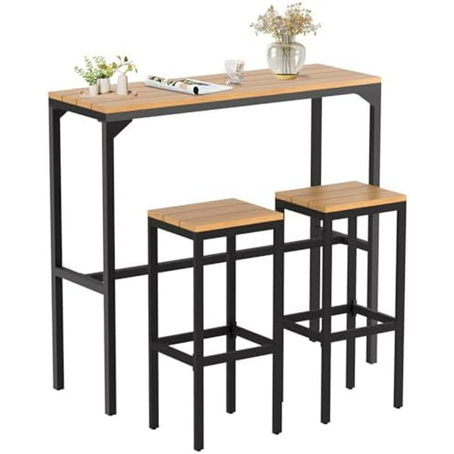 3-Piece Outdoor Bar Set, Patio Bar Height Table and Chairs Set 47 ...