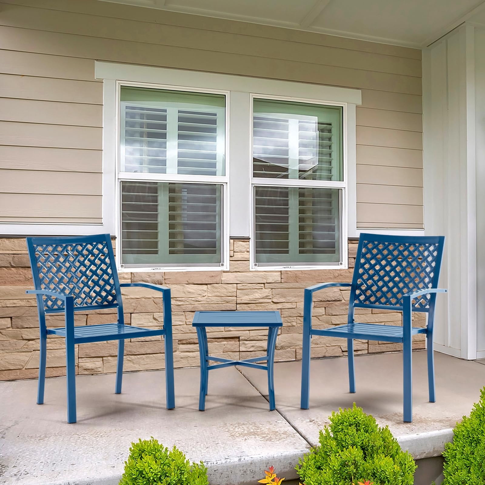 3 Piece Outdoor Bistro Metal Set for Patio, Furniture Set for Patios ...