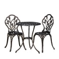 3 Piece Outdoor Bistro Set Cast Aluminum And Cast Iron Frame With Tulip ...