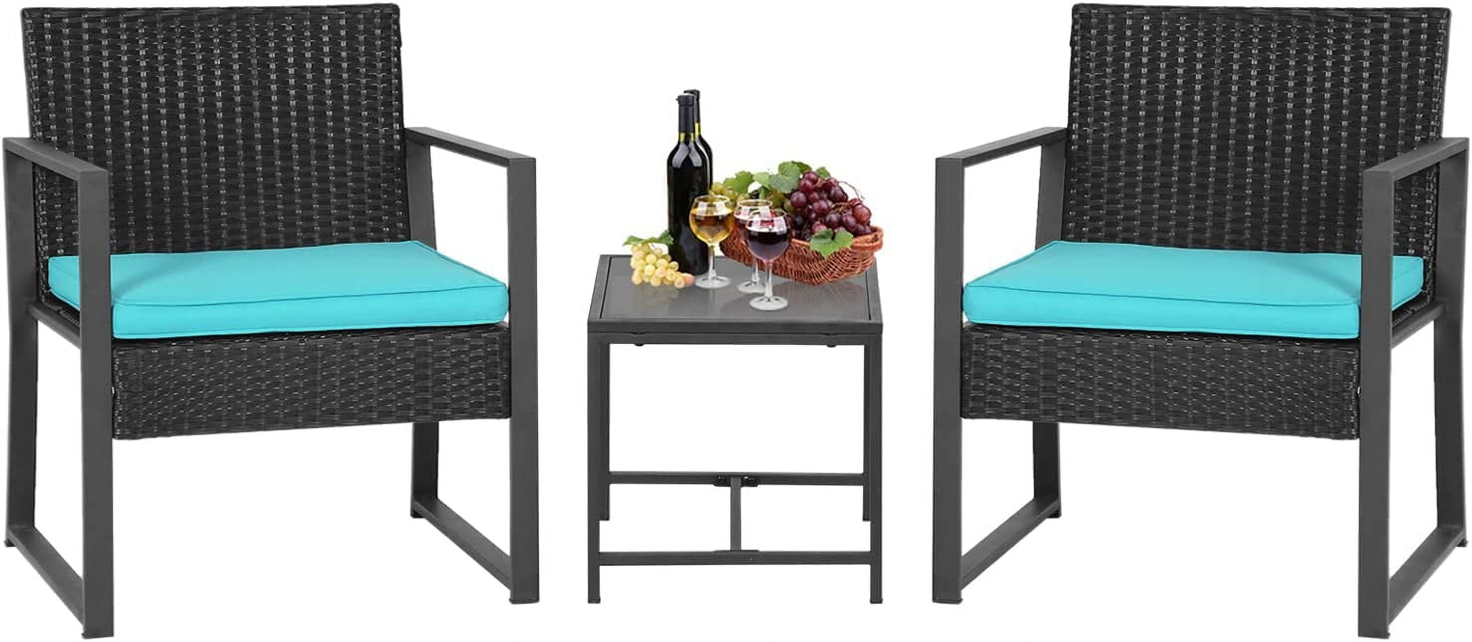 FDW 3 Piece Outdoor Bistro Set, Wicker Patio Chairs, Rattan Furniture ...