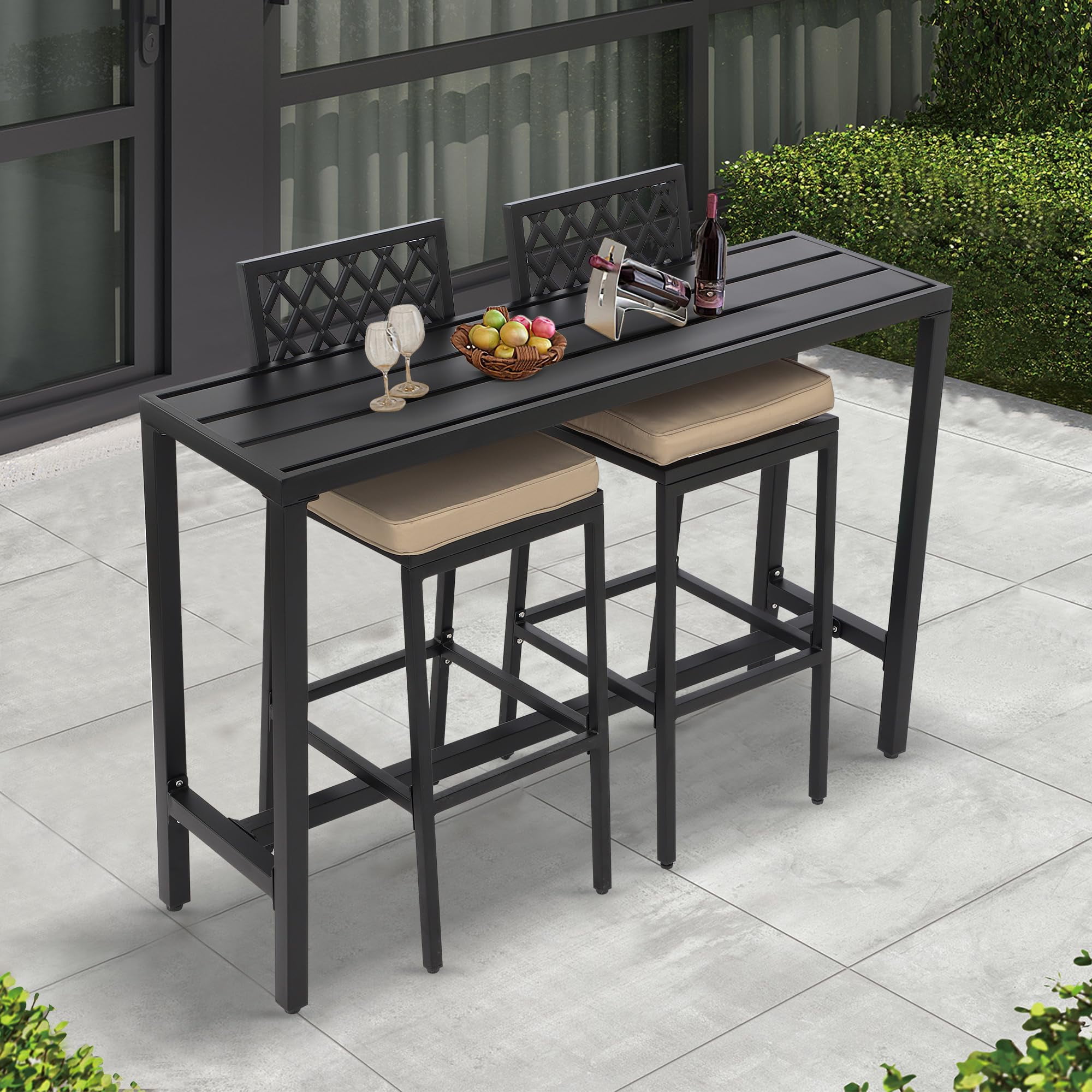 3-Piece Outdoor Patio Bar Set, Bar Height Patio Dining Set, Weather ...