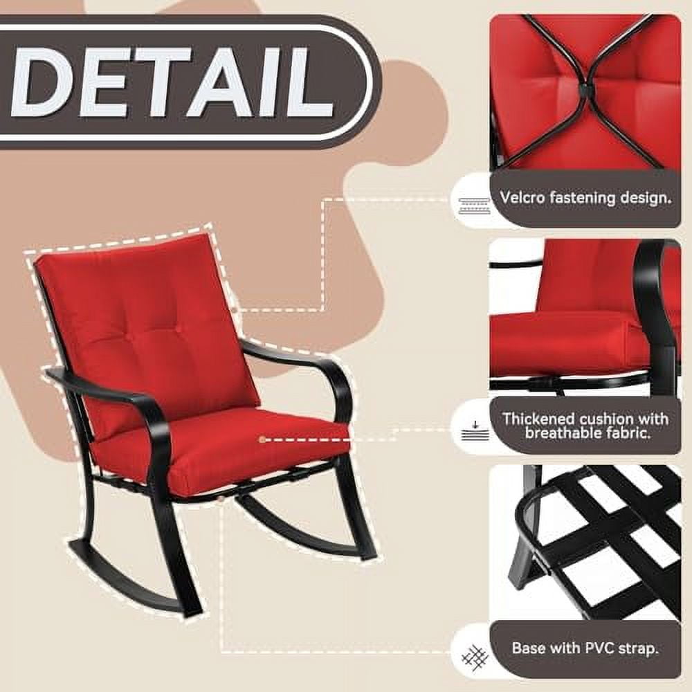 3-Piece Outdoor Rocking Chairs Bistro Sets Patio Furniture Set, Glass ...