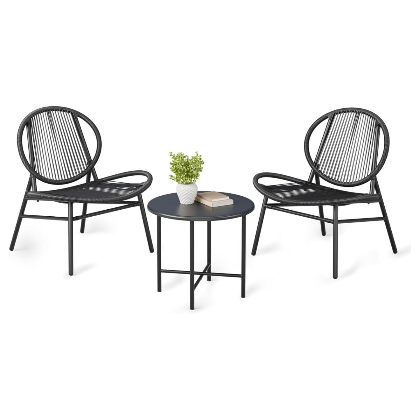 3-Piece Outdoor Seating Acapulco Chair All Weather Small Patio Bistro ...