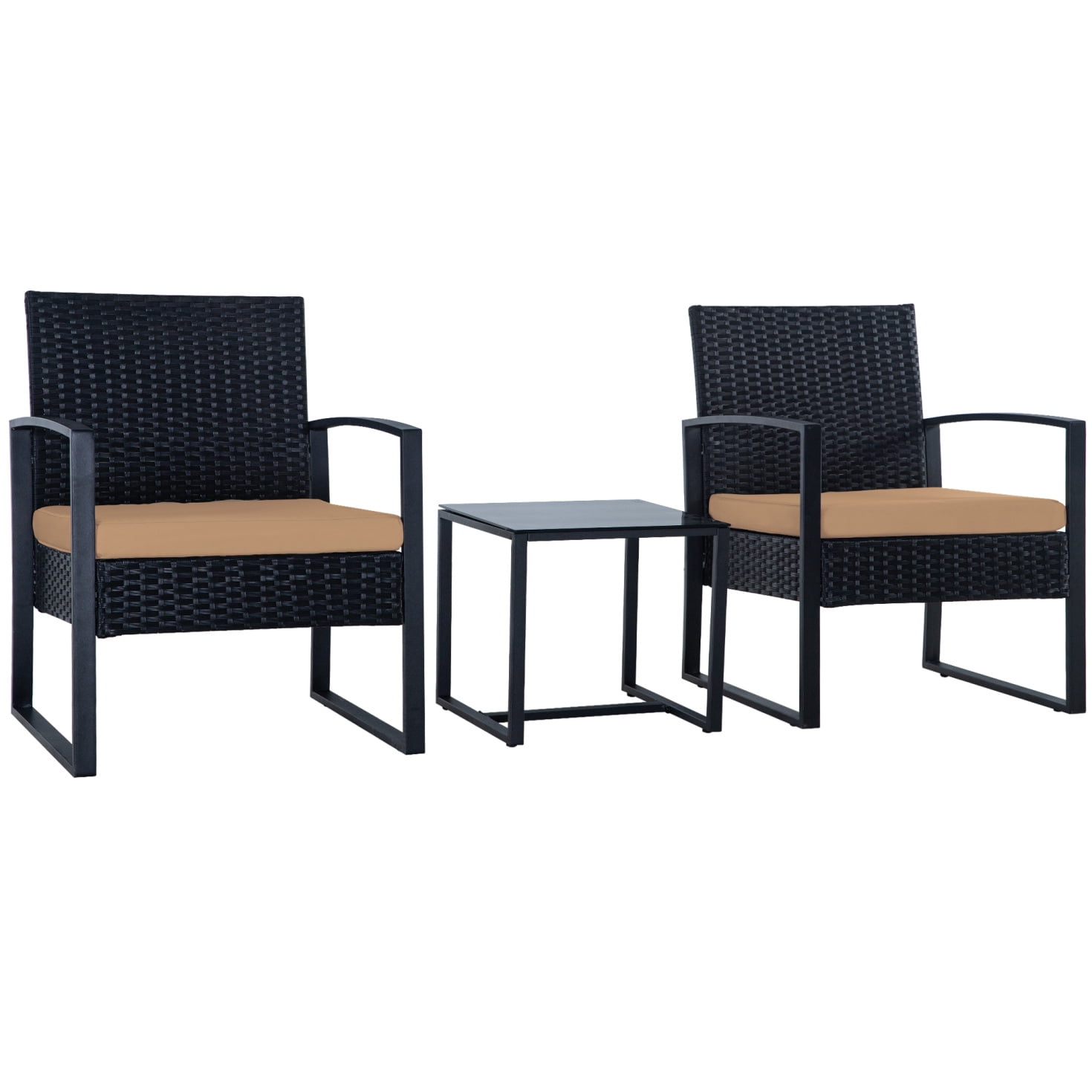 3 Piece Outdoor Wicker Furniture Set with Weatherproof PE Rattan ...