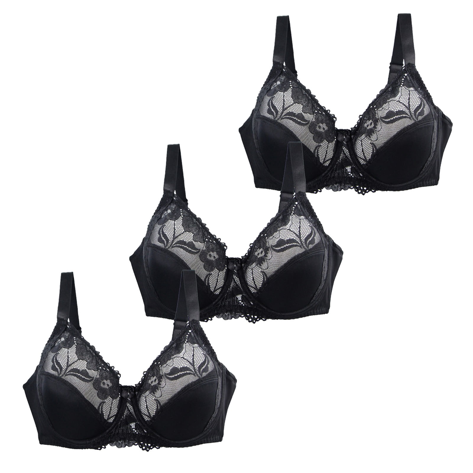 3 Piece Oversize Full Coverage Bras for Women Seamless Plus Size Lounge ...