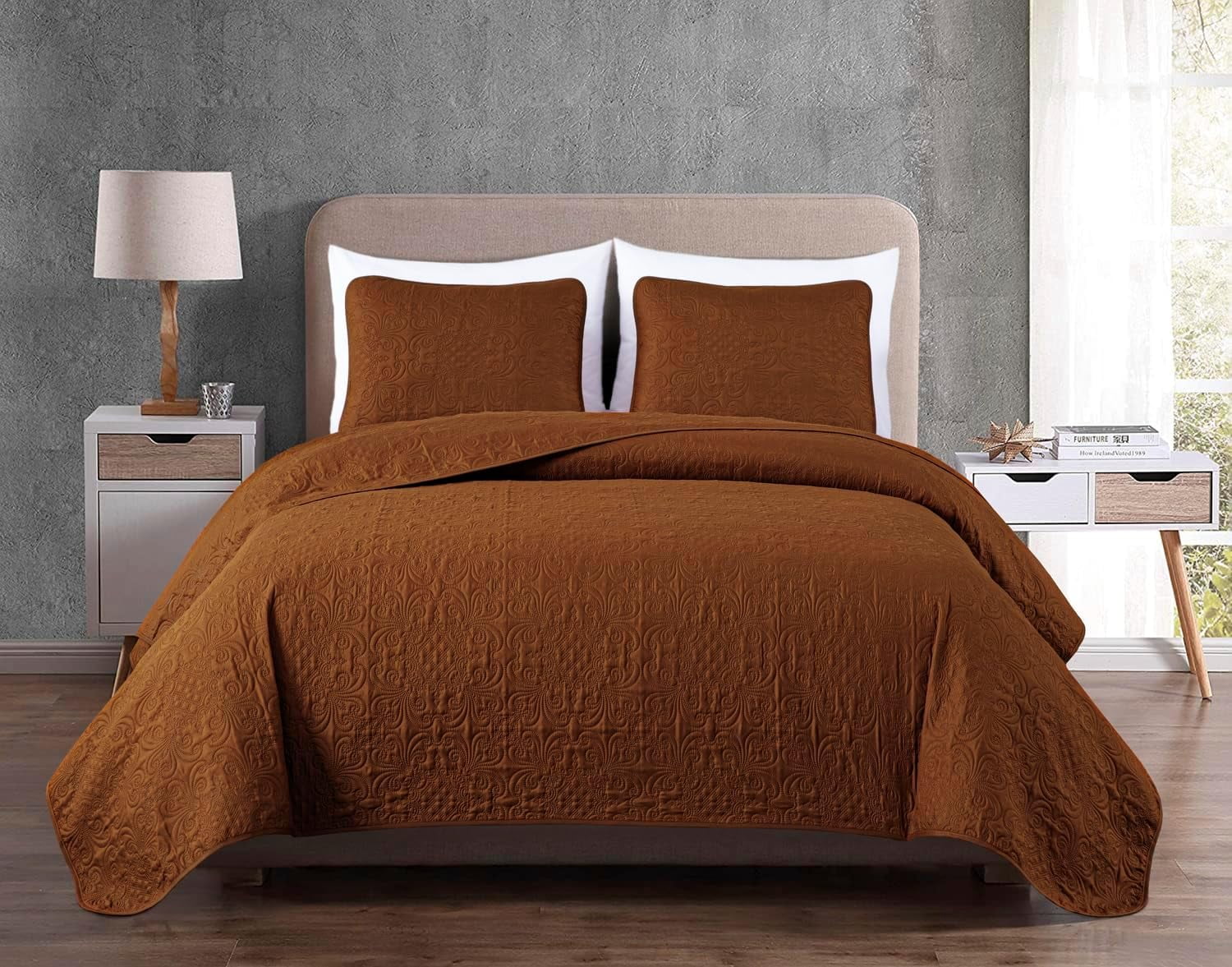 3-Piece Oversized Bedspread Set, King Size, Umber - Summer Quilt ...
