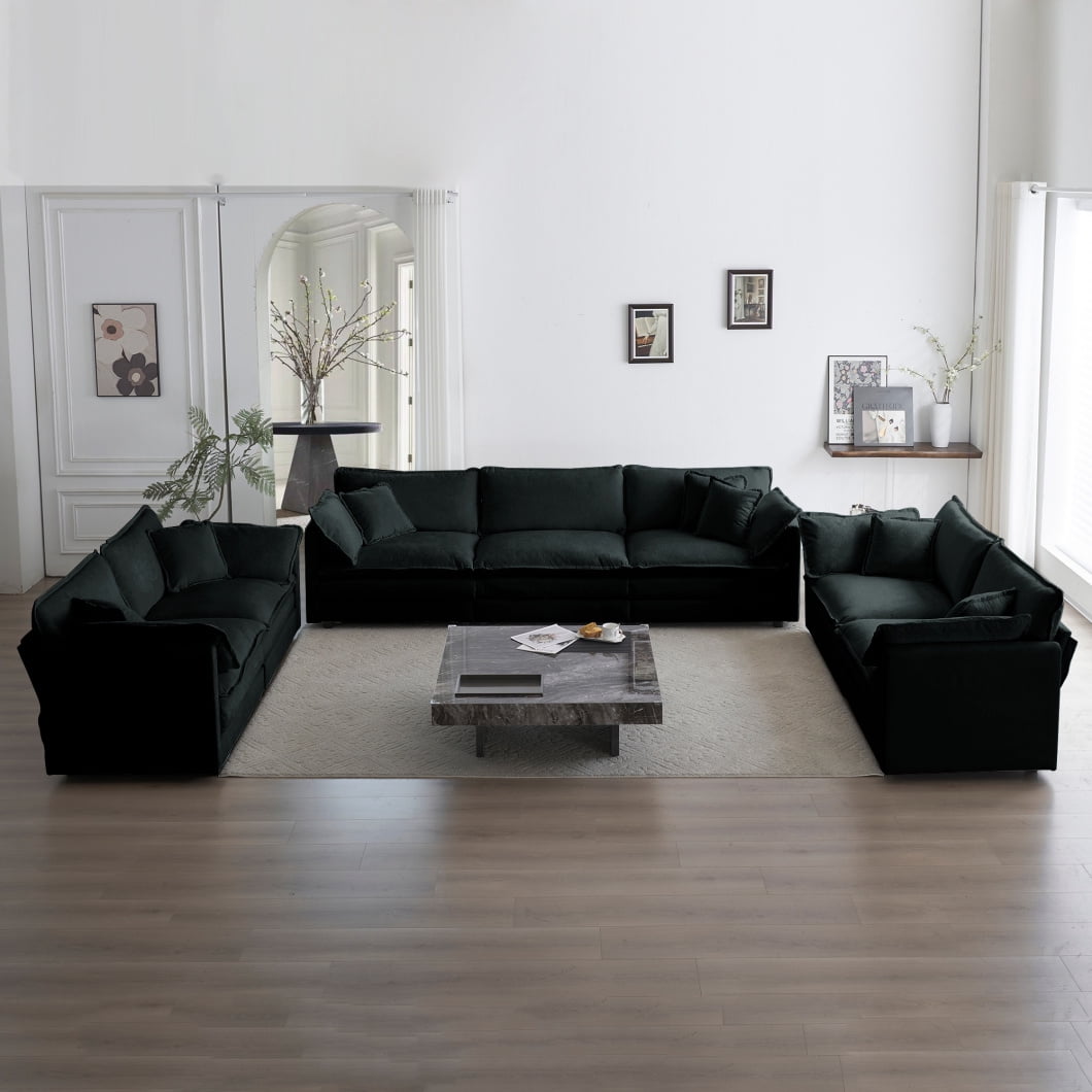 3 Piece Oversized Sofa Set, Upholstered Sectional Sofa Couch Set ...