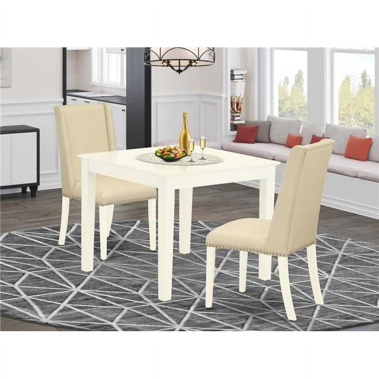3 Piece Oxford Kitchen Dinette Set - Cream & Linen White - Walmart.com