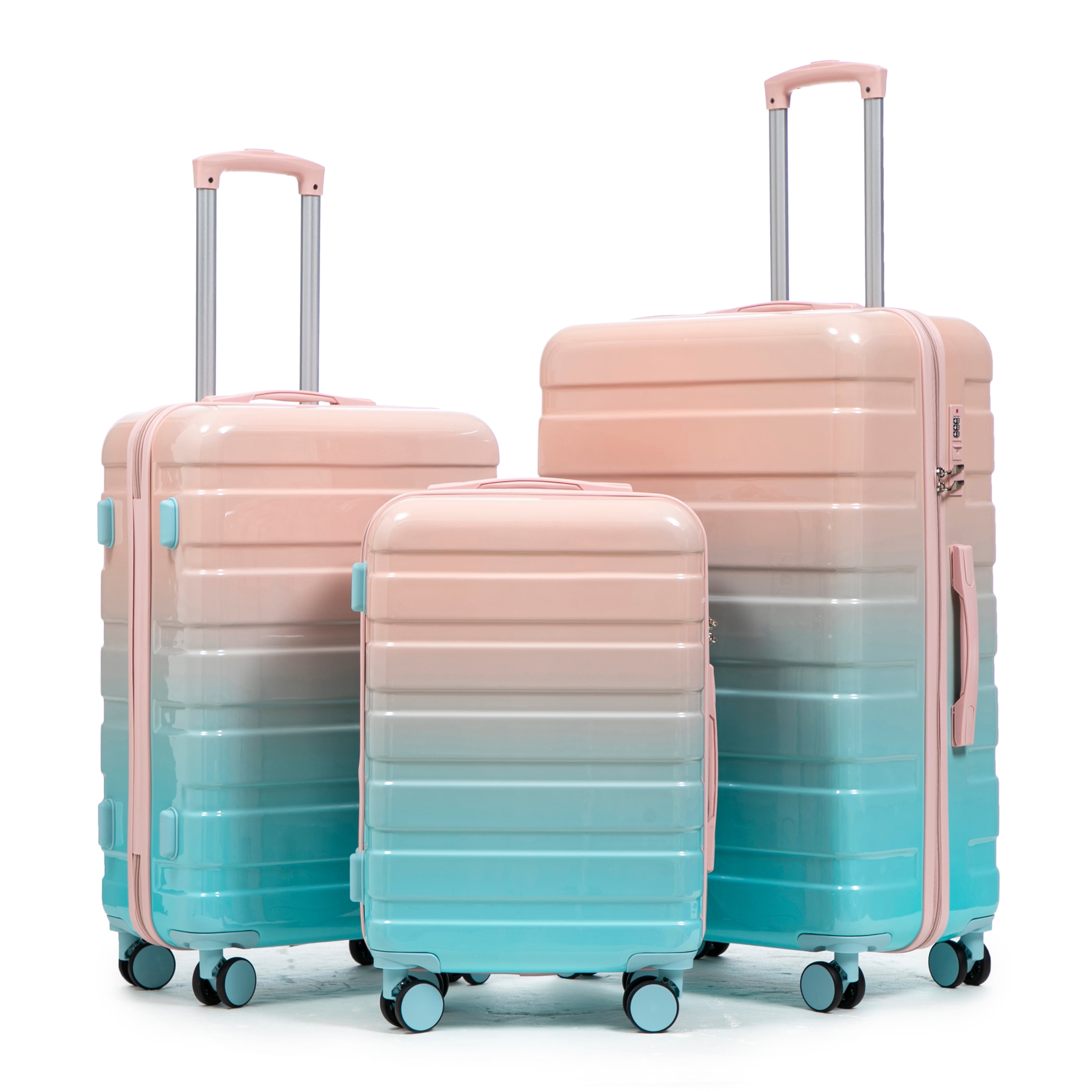 3-Piece PC Spinner Wheel Luggage Set with Gradient Color & Combination ...