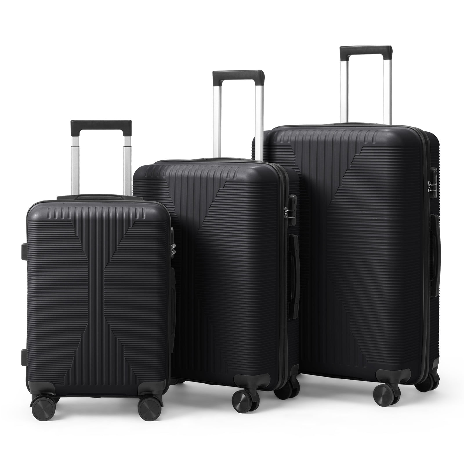 3-Piece PP Hardshell Luggage Set, 20/24/28 Inch, Lightweight Travel ...