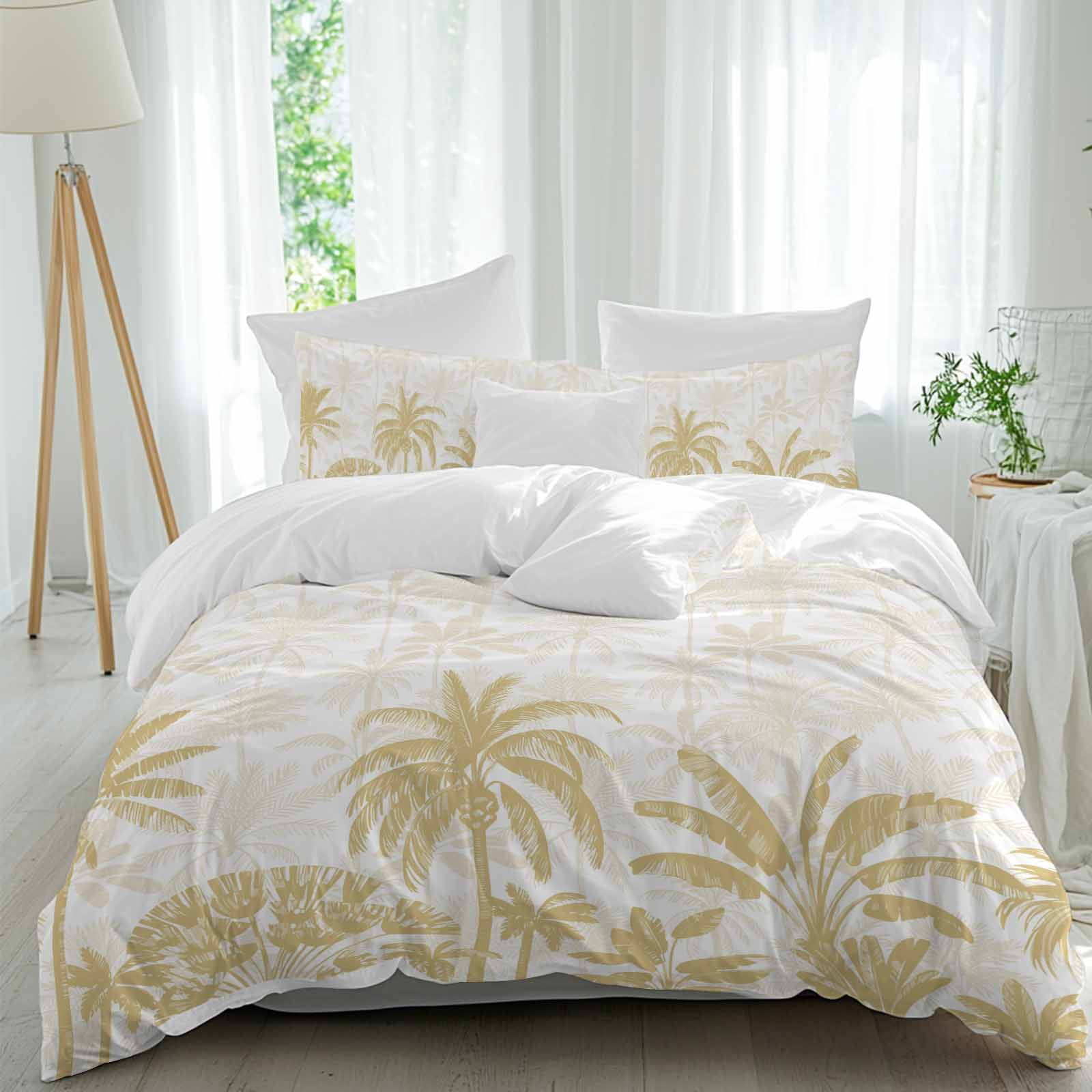 3 Piece Palm Trees Duvet Cover Set Full Size,Microfiber Comforter/Quilt ...