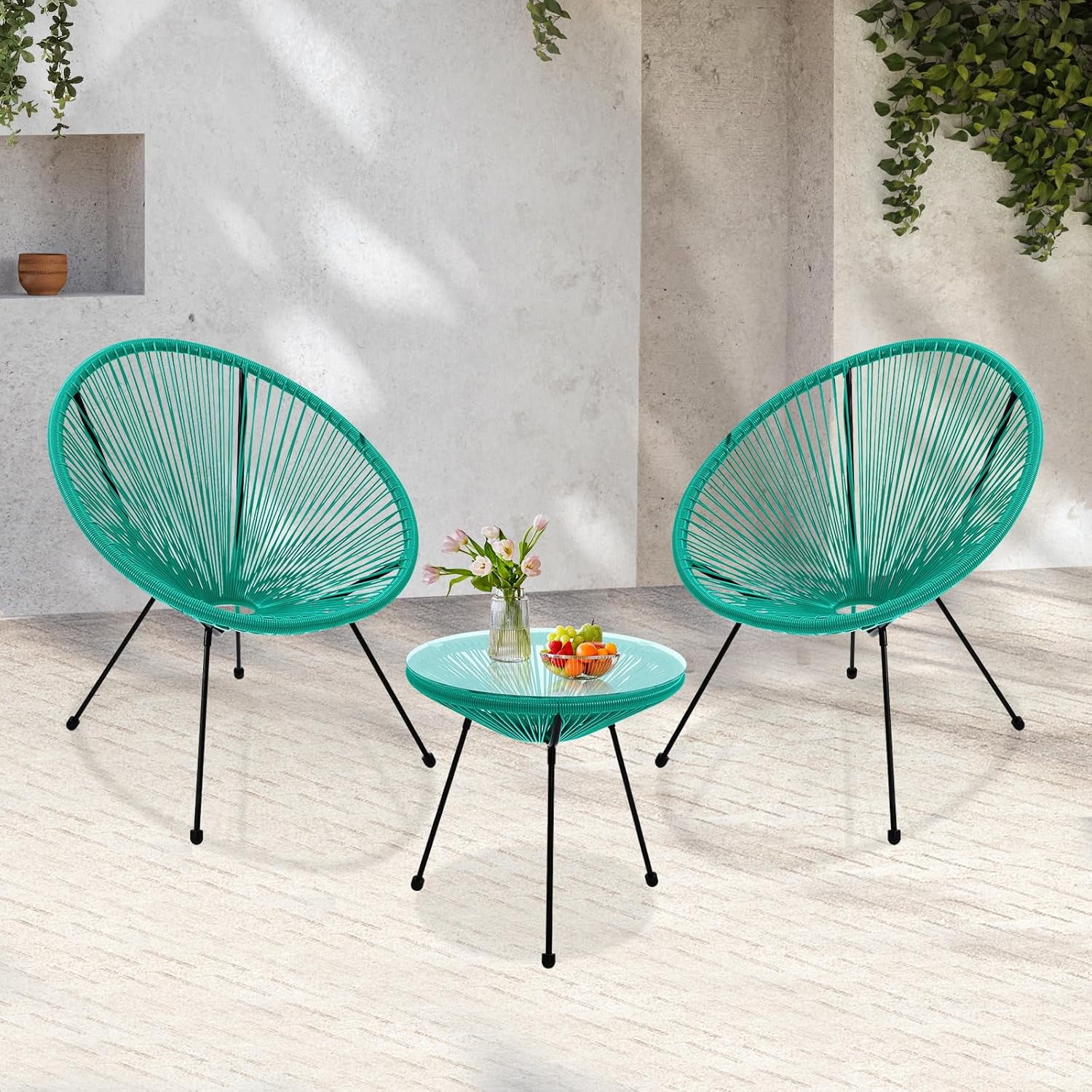 3 Piece Patio Bistro Set, Acapulco Chairs, Outdoor Seating, Outdoor ...