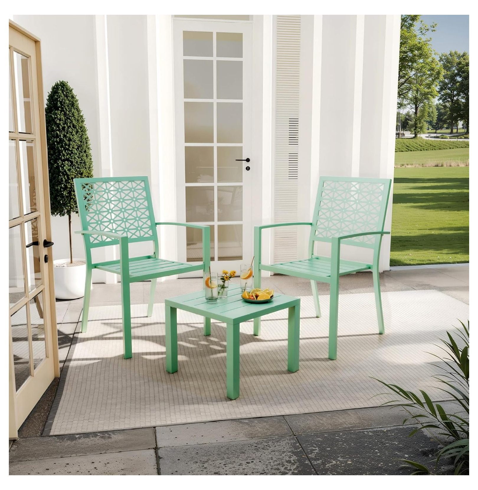 3 Piece Patio Bistro Set, Outdoor Patio Furniture Set with Coffee Table ...