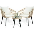 3 Piece Patio Bistro Set, Outdoor Wicker Apartment Balcony Furniture ...