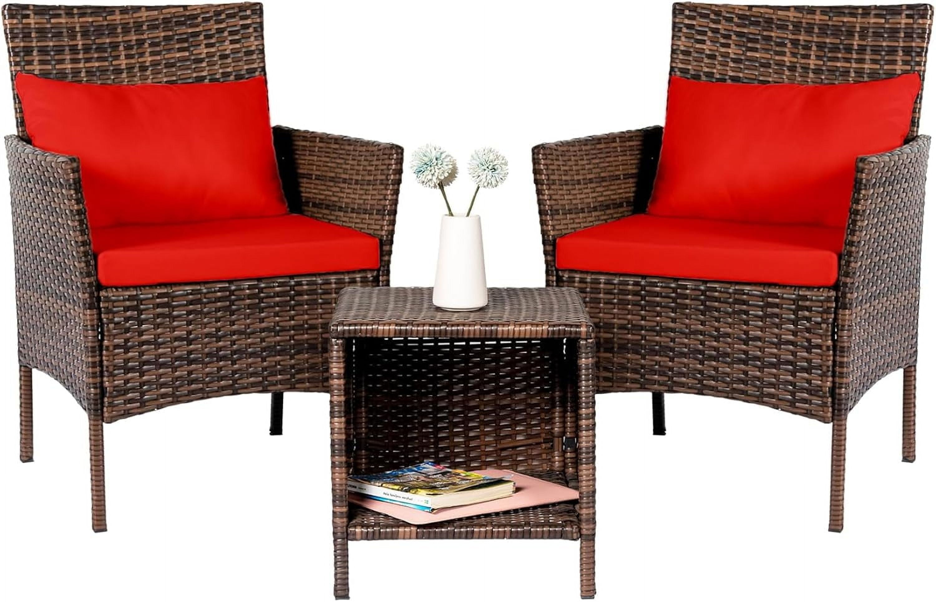 3 Piece Patio Conversation Bistro Set, Porch Balcony Furniture Set ...