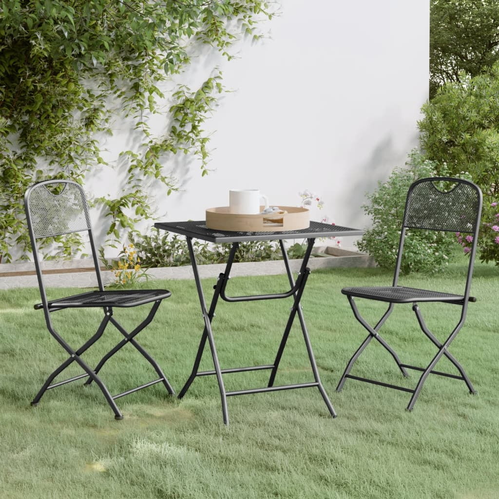 3 Piece Patio Dining Set with Expanded Metal Mesh Anthracite Finish Outdoor Furniture for Small Spaces Walmart