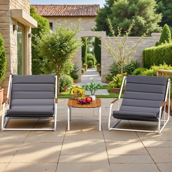 3 Piece Patio Furniture Set, 2 All Weather Teslin Chaise Lounge Chairs ...