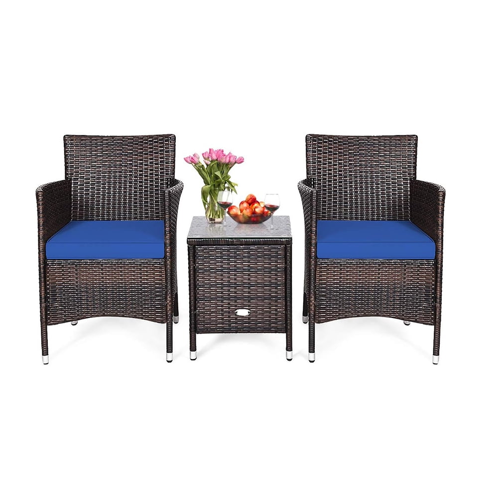 3 Piece Patio Furniture Set, Outdoor Rattan Wicker Conversation Set ...