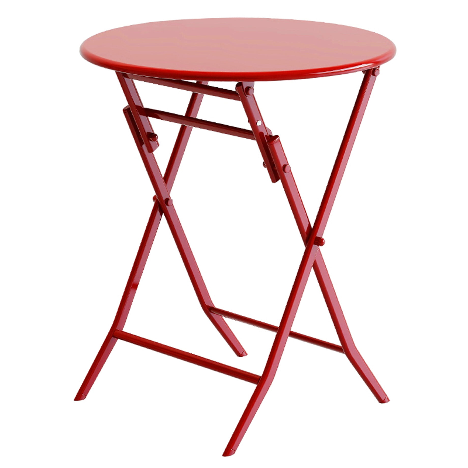 3 Piece Patio Outdoor & Indoor Set of Foldable Round Table and 2 Chairs ...