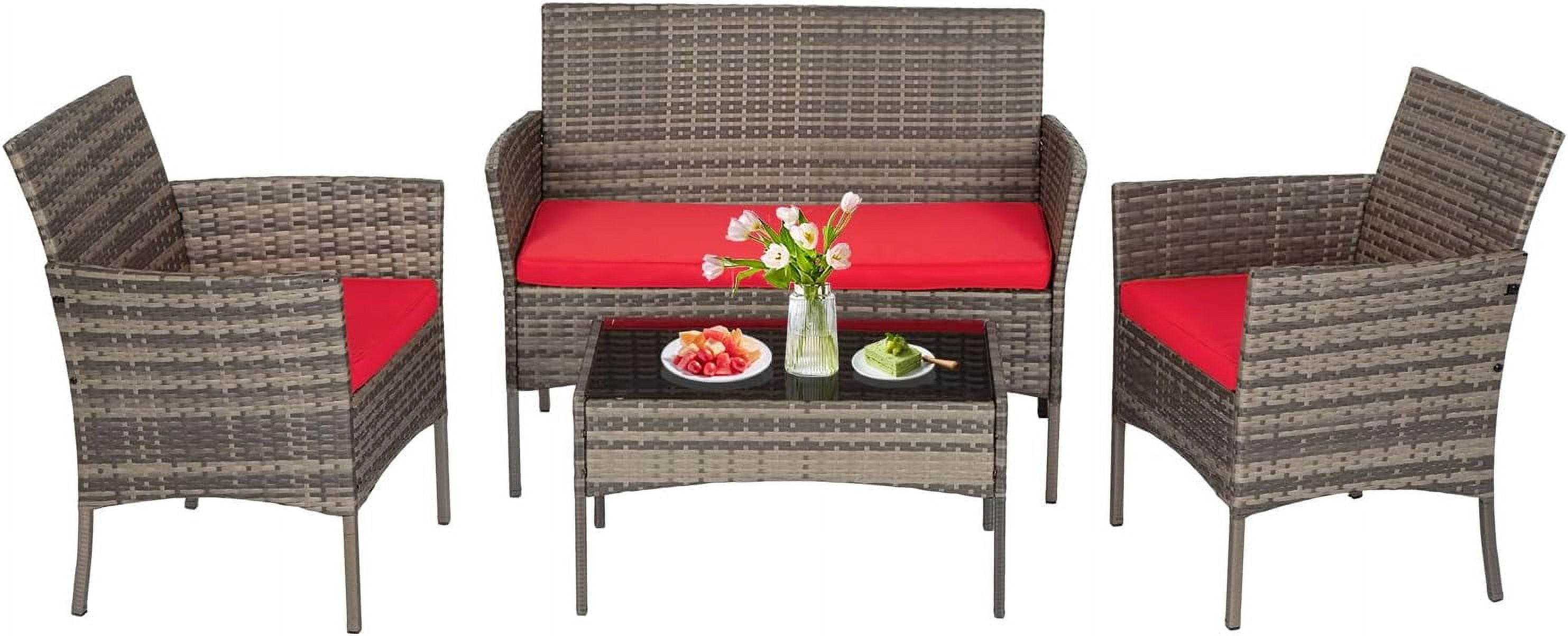 3 Piece Patio Outdoor Wicker Furniture Chairs Bistro Set Rattan ...