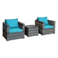 3 Piece Patio Rattan Furniture Set, Outdoor Bistro Sofa with Cushions ...