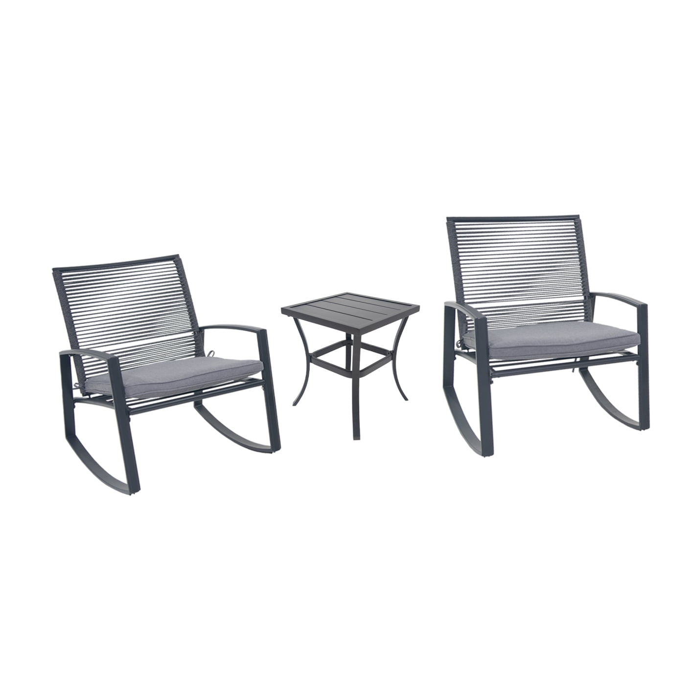 3 Piece Patio Rocking Chairs Set, Outdoor Rocking Chairs Bistro Set of ...