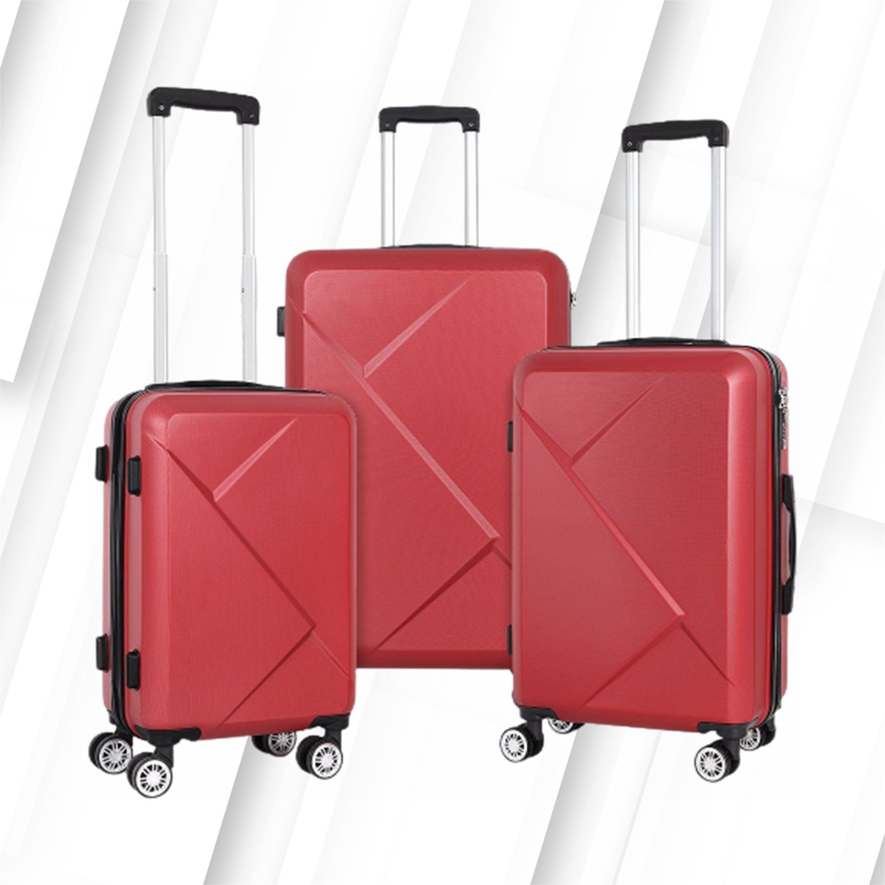 3 Piece Pearl Red Luggage Set Hardside Luggage 20/24/28In+Spinner ...