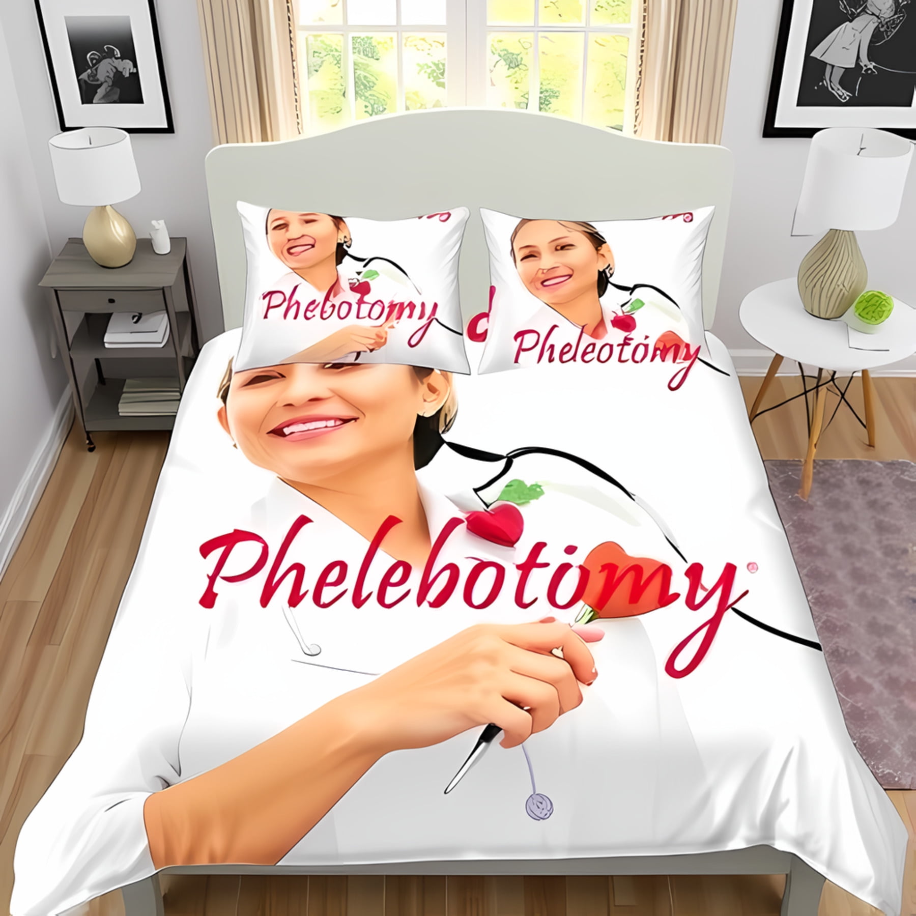 3-Piece Phlebotomy Duvet Cover Set - Vibrant White Bedding with ...
