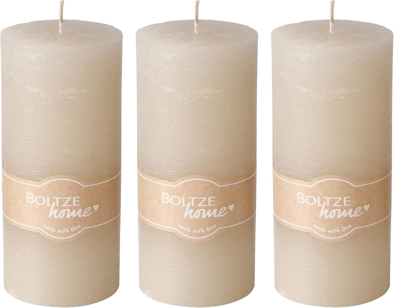 3 Piece Pale Gray Pillar Candles with 68 Hours Burn Time, 6 Inches Tall ...