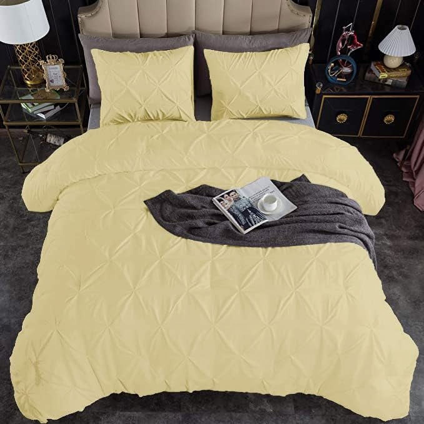 3 Piece Pinch Pleated Duvet Cover Set 100% Cotton 1000 TC with Zipper ...