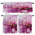3 Piece Pink Marble Kitchen Curtain Valance and Tiers Set Golden Waves ...