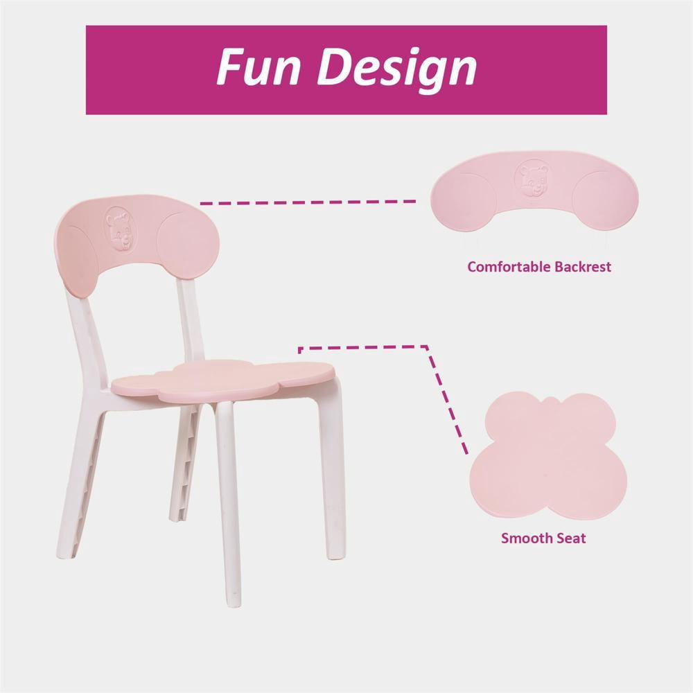 3 Piece Plastic Children Activity Table and Chair Set White+Pink ...