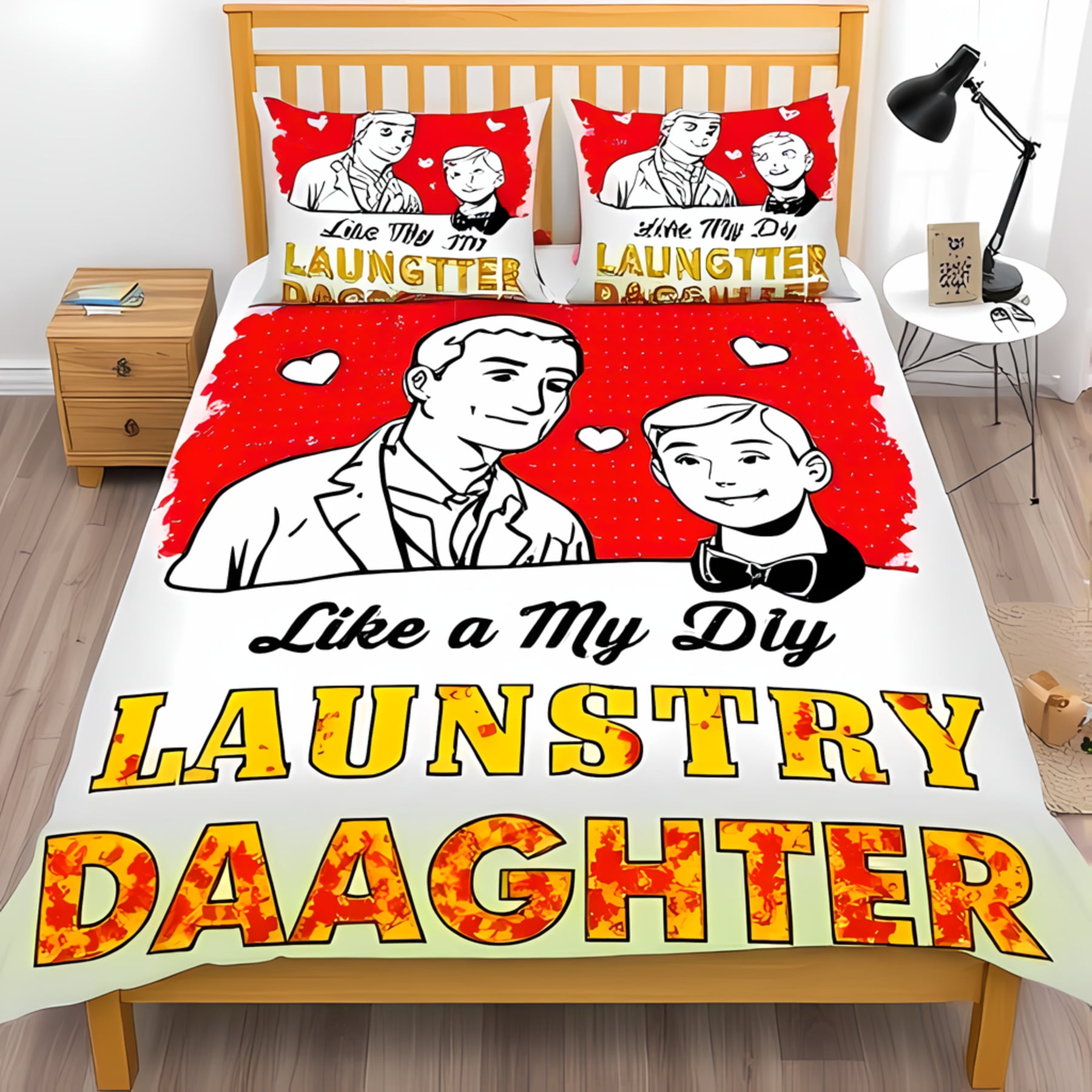 3-Piece Playful Duvet Cover Set with Bold Typography & Cartoon ...