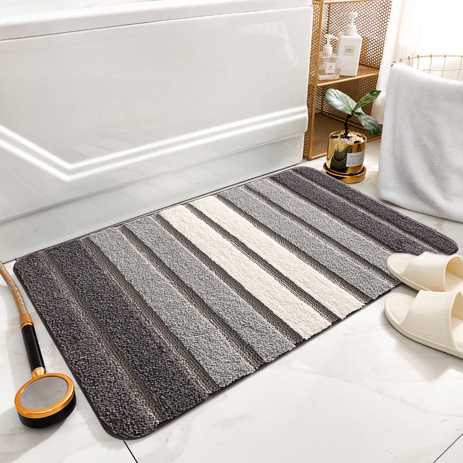 3 Piece Plush Bath Mat Set, Non Slip Shaggy Bathroom Mats with U-Shaped ...