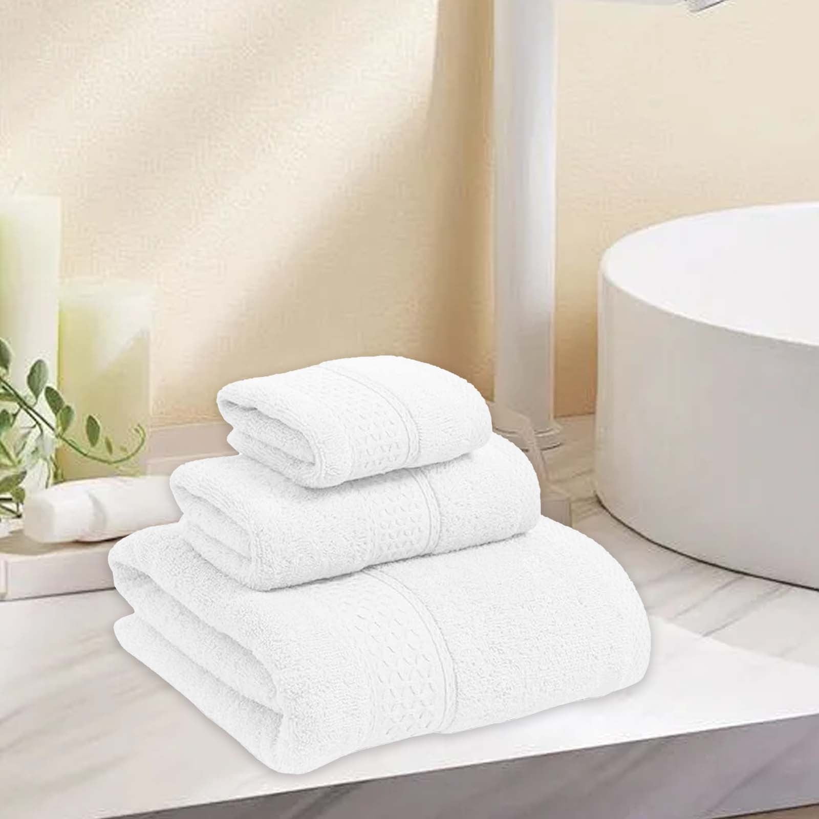 3-Piece Plush Bath Towel Set - Highly Absorbent, Three Sizes For Home ...