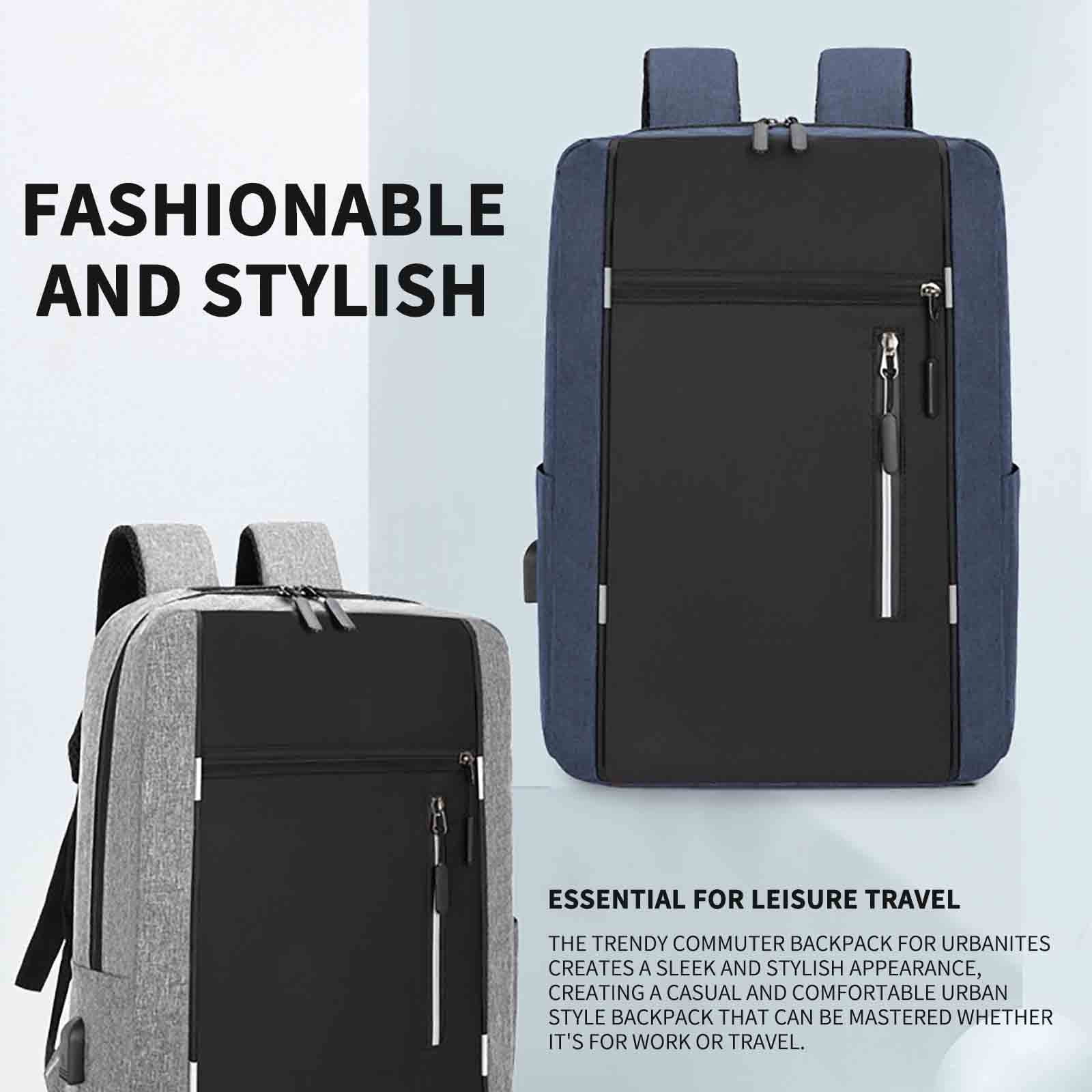 3-Piece Polyester Travel Backpack Set with External USB Charging Port ...