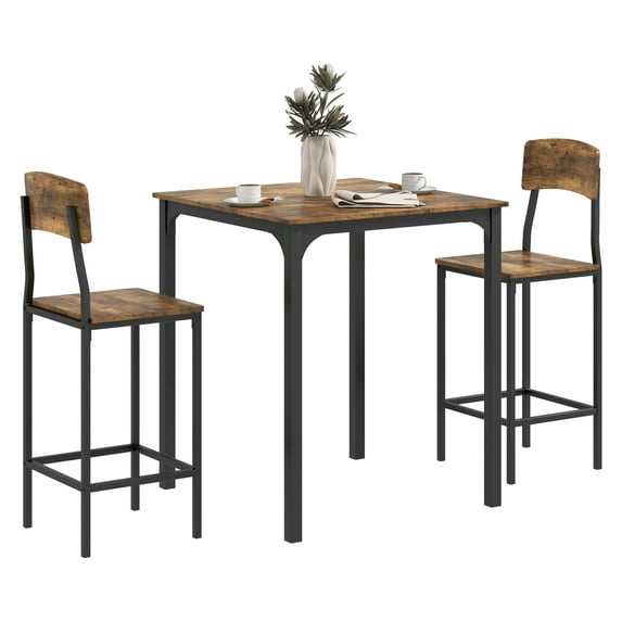 3 Piece Pub Table Set, Kitchen Table and Chairs, Square Dining Table ...