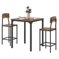 3 Piece Pub Table Set - Small Kitchen Table with 2 Stools - Rustic ...