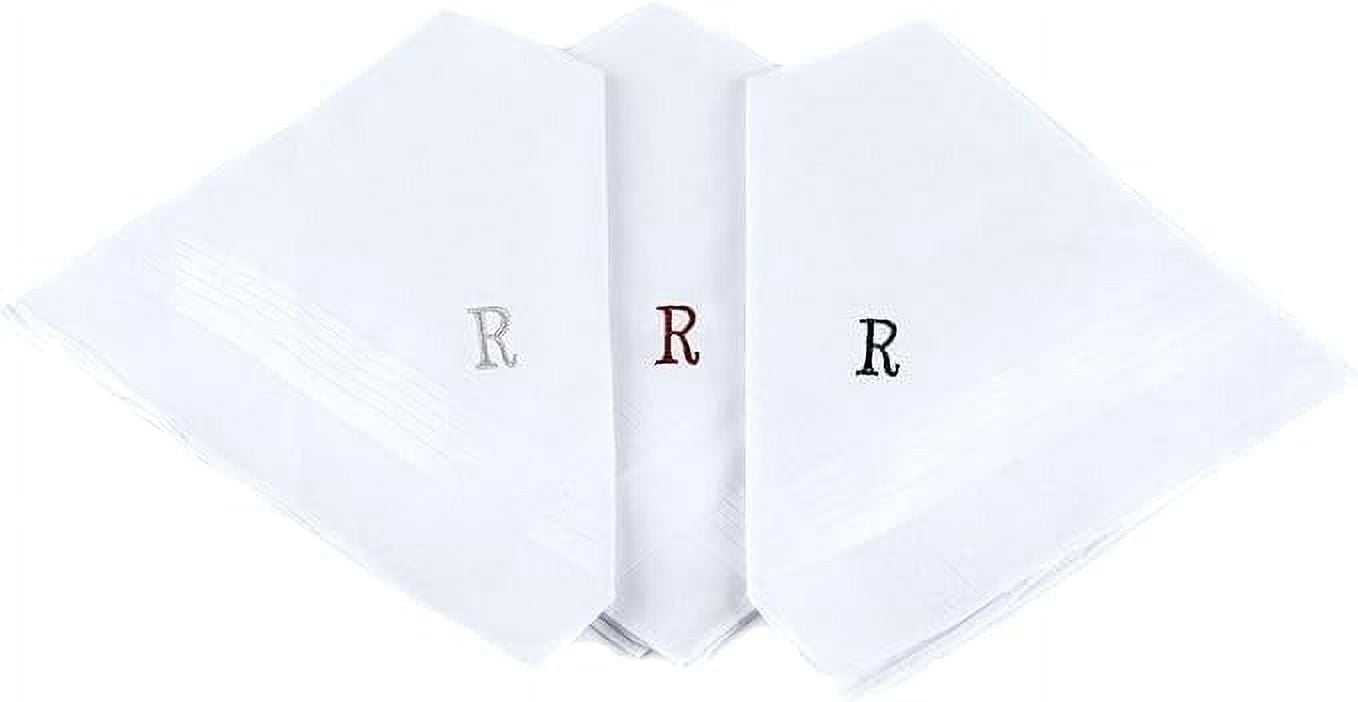 3-Piece Pure Cotton Initial Letter Embroidered Handkerchiefs-R ...