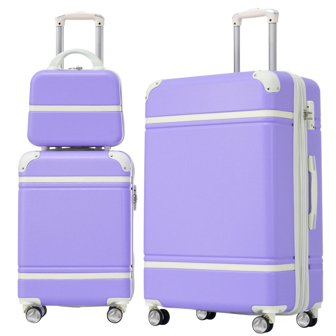 3-Piece Purple Hardshell Luggage Set with 20" Carry-On, 28" Expandable ...
