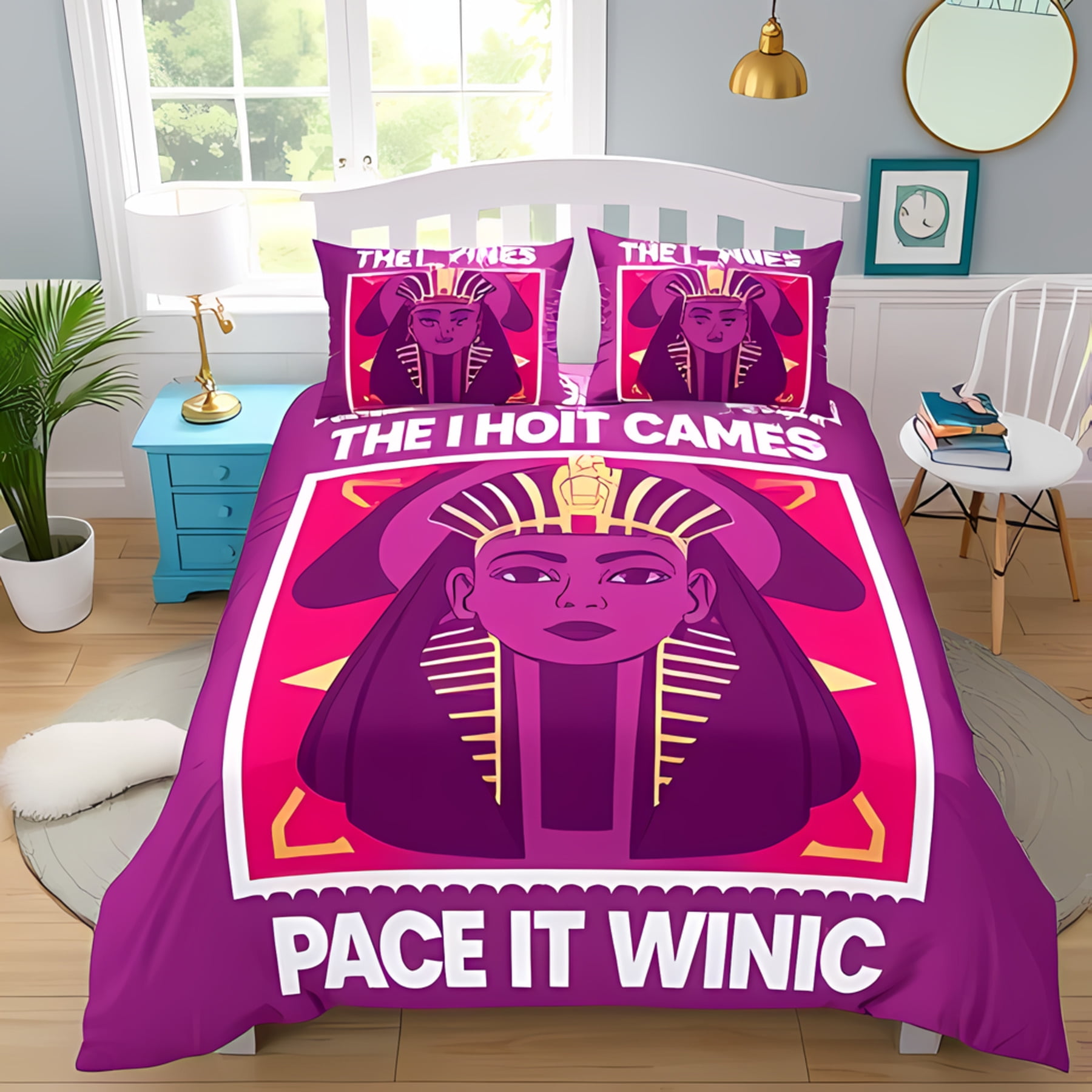 3-Piece Purple Pharaoh Duvet Cover Set with Matching Pillows - Stylish ...